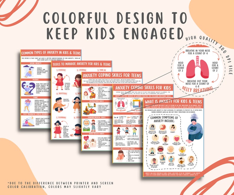 Anxiety Coping Skills Bundle for Kids Teens 7 Pages Mental - Etsy