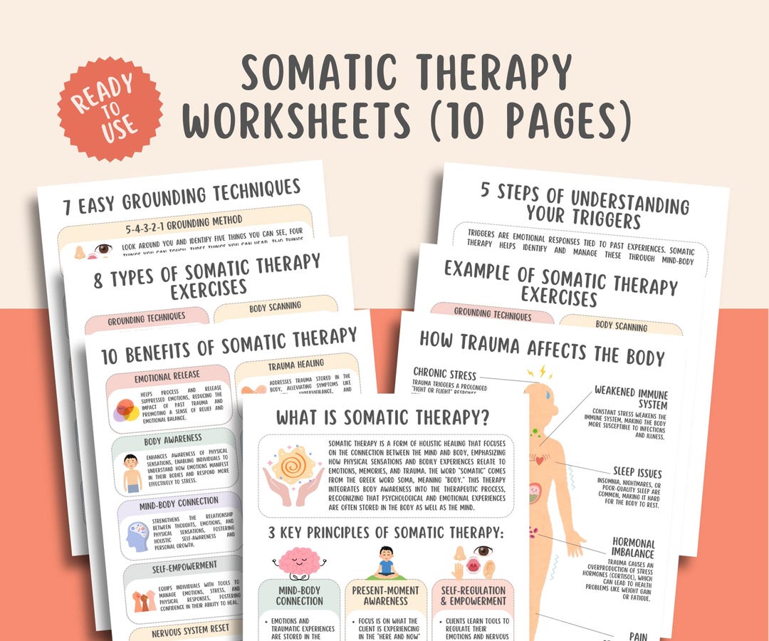 Somatic Therapy Coping Skills Worksheets (10 Pages) Grounding ...