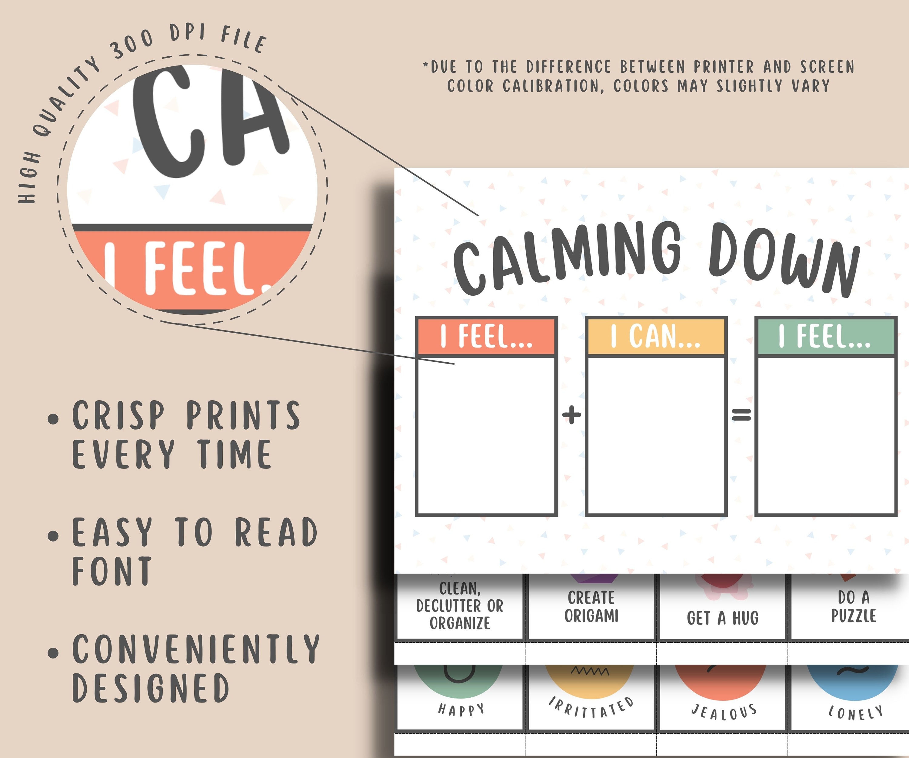 Calm Down Corner Activity for Kids Teens, Calming Corner Printable ...