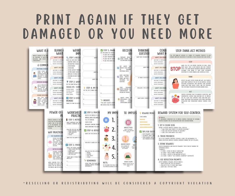 Impulse Control Worksheets (16 Pages), Self Regulation, Anger ...