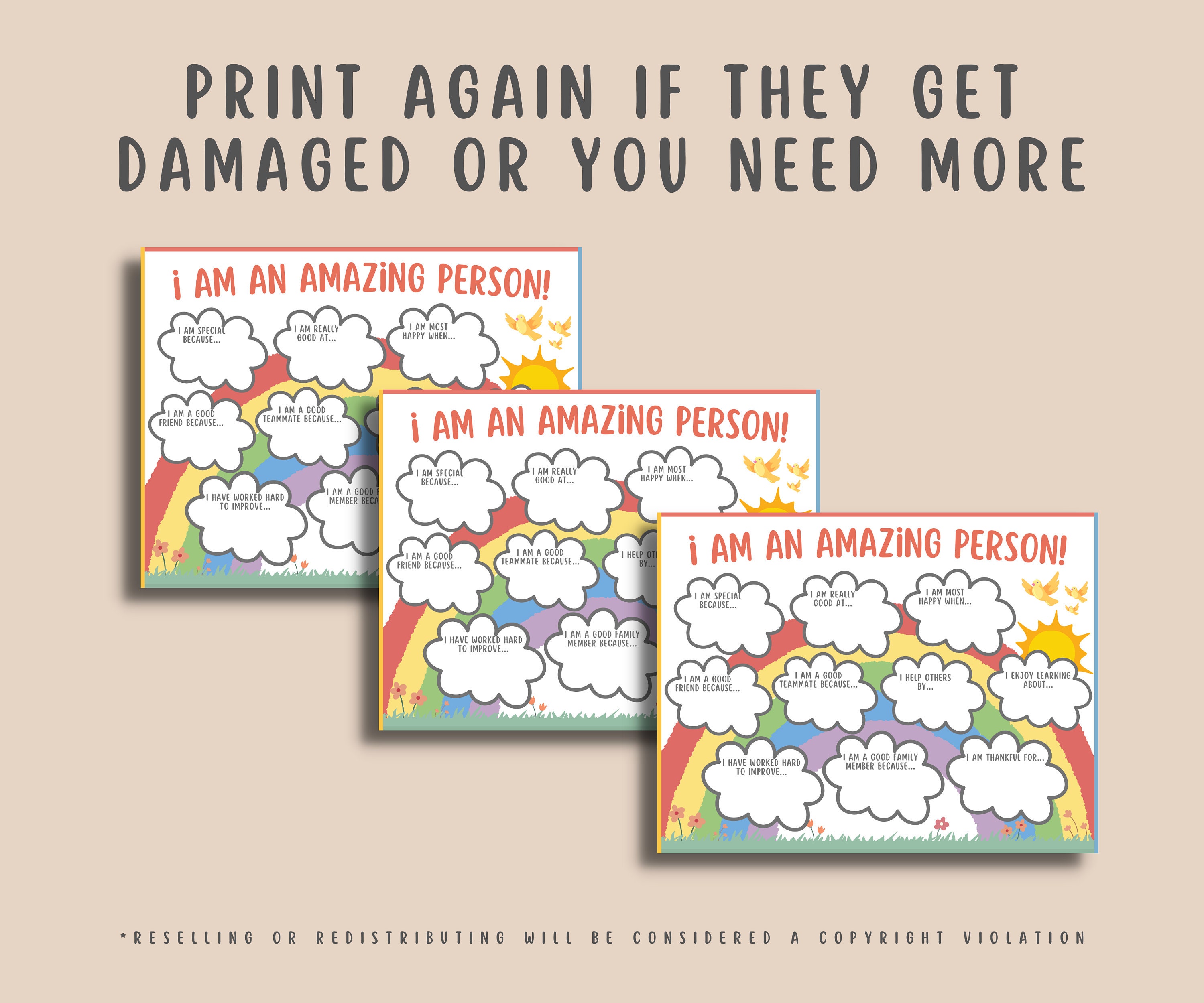 Self-esteem Worksheet Kids Teens, I Am an Amazing Person Self ...