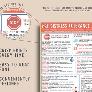 DBT Distress Tolerance Coping Skills Handout Teens Kids Adults ...