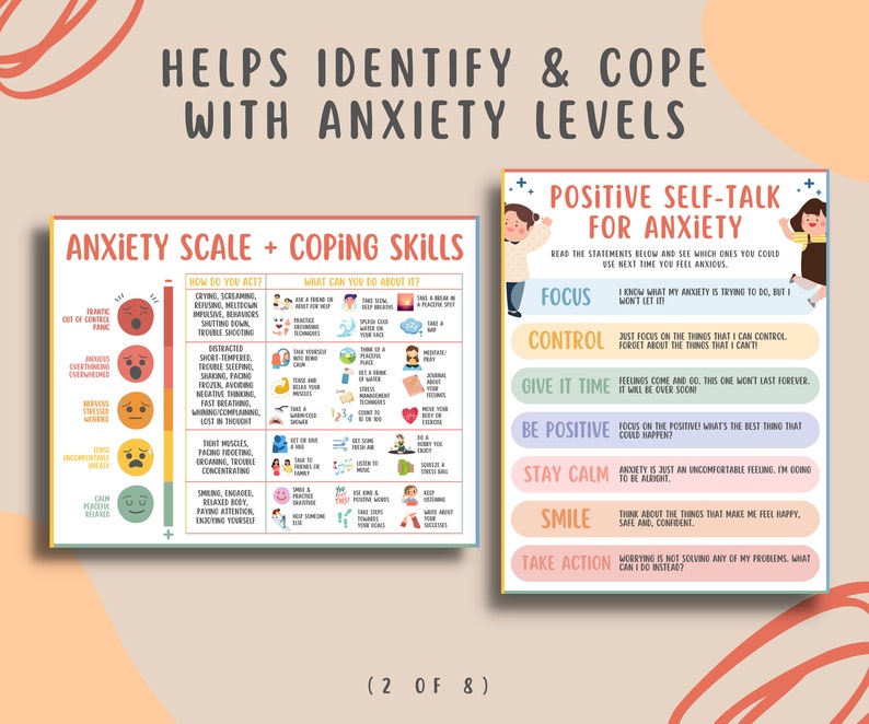 Anxiety Coping Skills Bundle Kids Teens 8 Pages, Mental Health ...