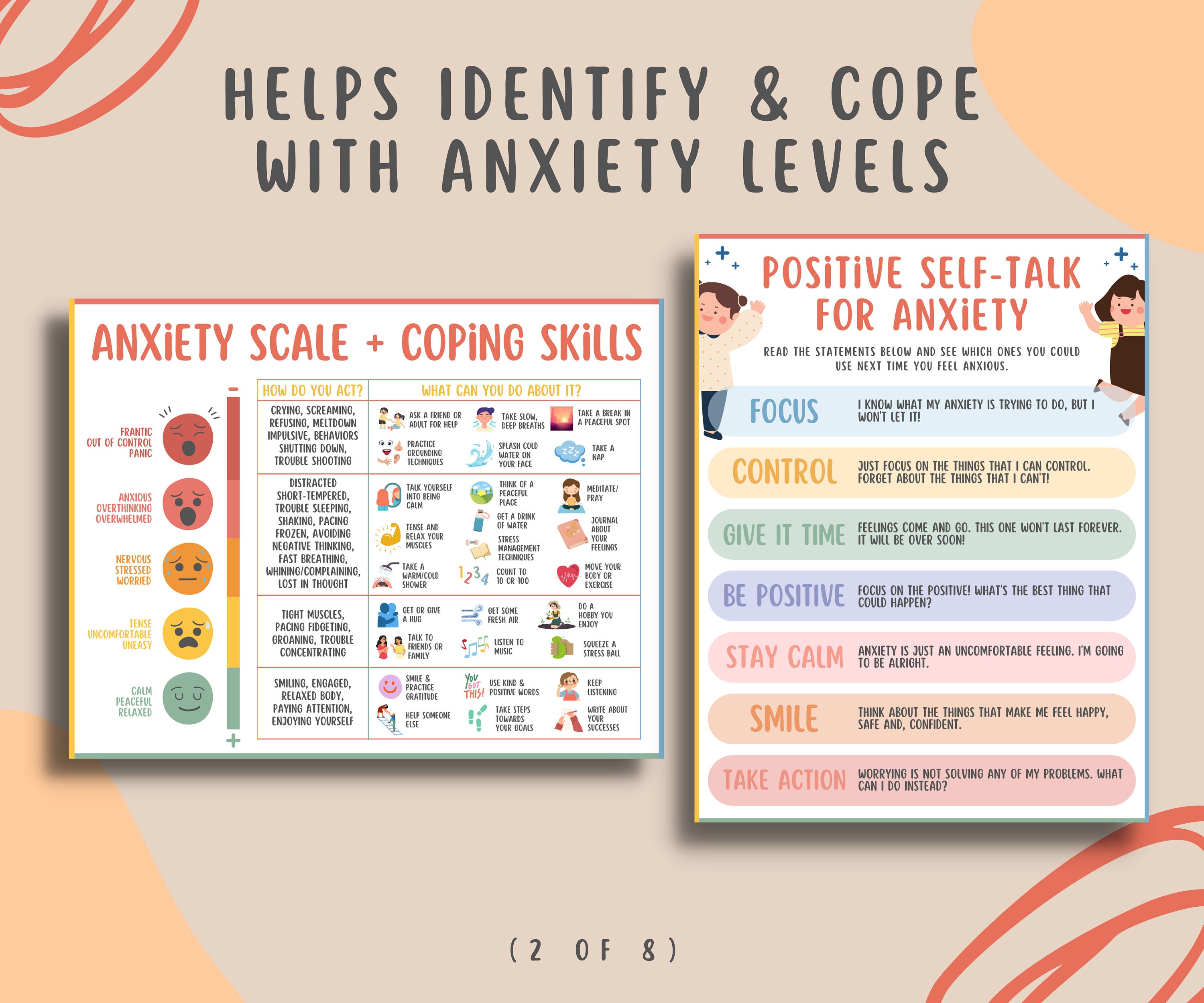 Anxiety Coping Skills Bundle Kids Teens 8 Pages, Mental Health ...