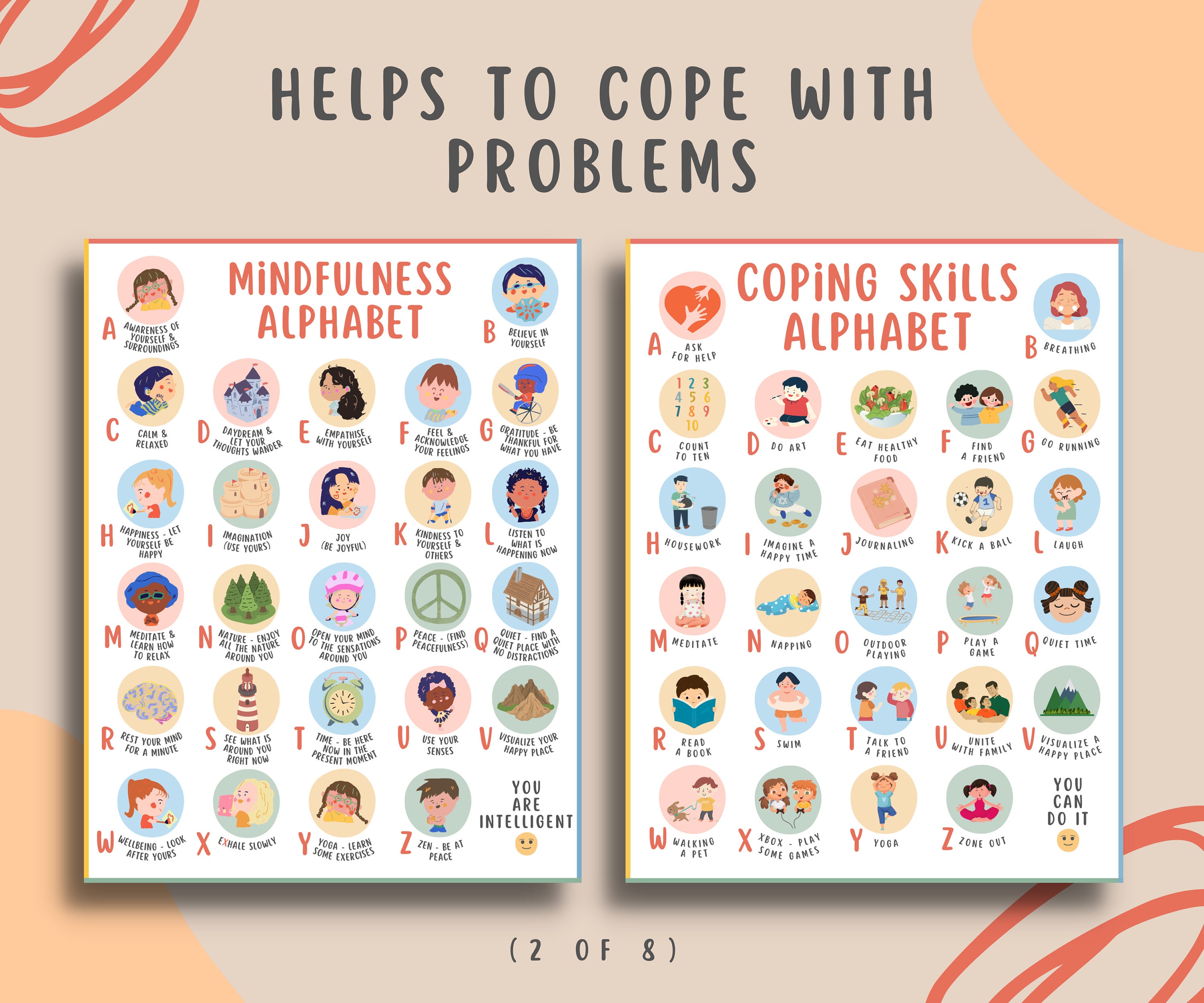 Alphabet Mental Health Coping Bundle for Kids Teens 8 Pages - Etsy