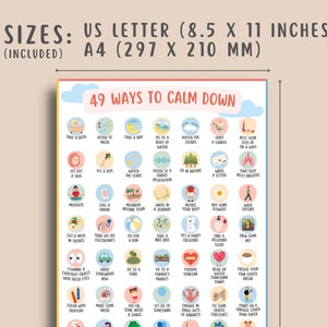 49 Calming Techniques Poster for Kids Teens, Grounding Strategies ...