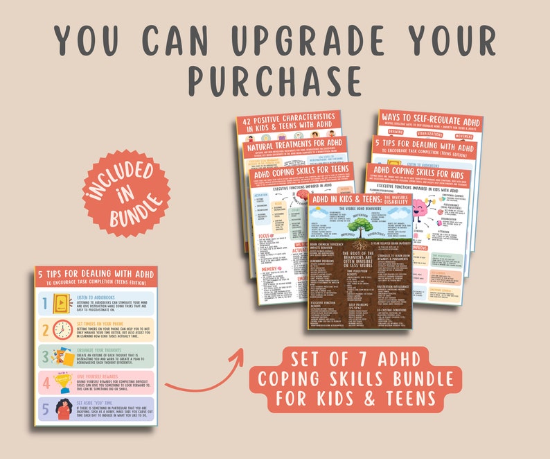 5 ADHD Coping Tips for Teens Handout Attention Deficit Hyper - Etsy