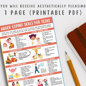 Anger Coping Skills for Kids & Teens, Anger Management Print, Anger ...