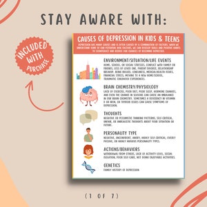 Depression Coping Skills Handout Bundle for Kids & Teens (7 Pages ...