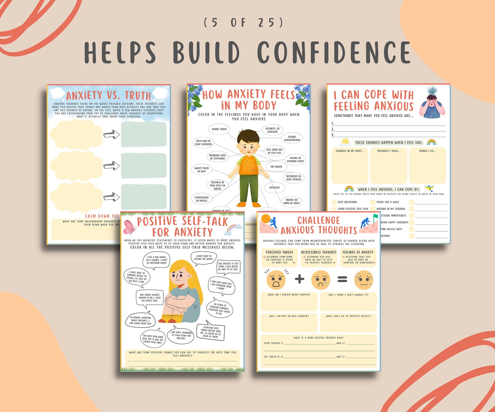 25 Anxiety Worksheets Bundle for Kids & Teens Mental Health - Etsy