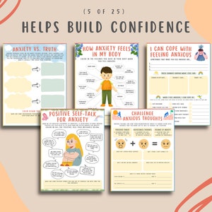 25 Anxiety Worksheets Bundle for Kids & Teens, Mental Health Counseling ...
