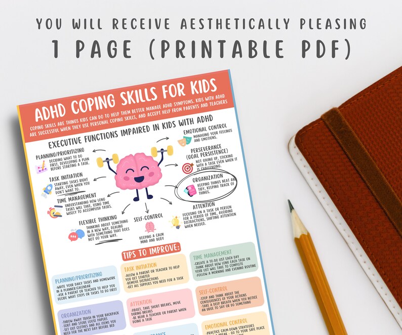 ADHD Coping Skills for Kids Handout Executive Function - Etsy