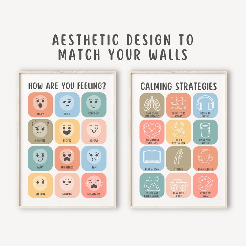 Feelings Calming Strategies Poster for Kids, Emotions Scale Chart ...