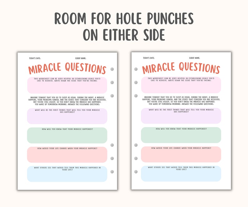 Miracle Questions Worksheet SFBT Worksheets Solution Focused - Etsy