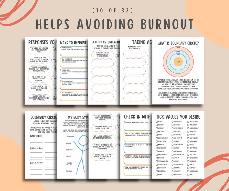 32 Personal Boundaries Worksheets, DBT Therapy Workbook, Healthy ...