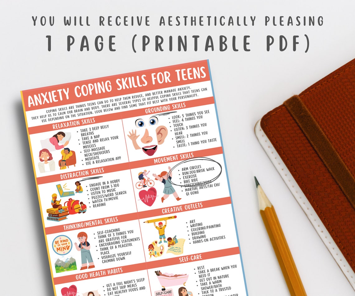 Anxiety Coping Skills Print for Teens Stress Relief Mental - Etsy