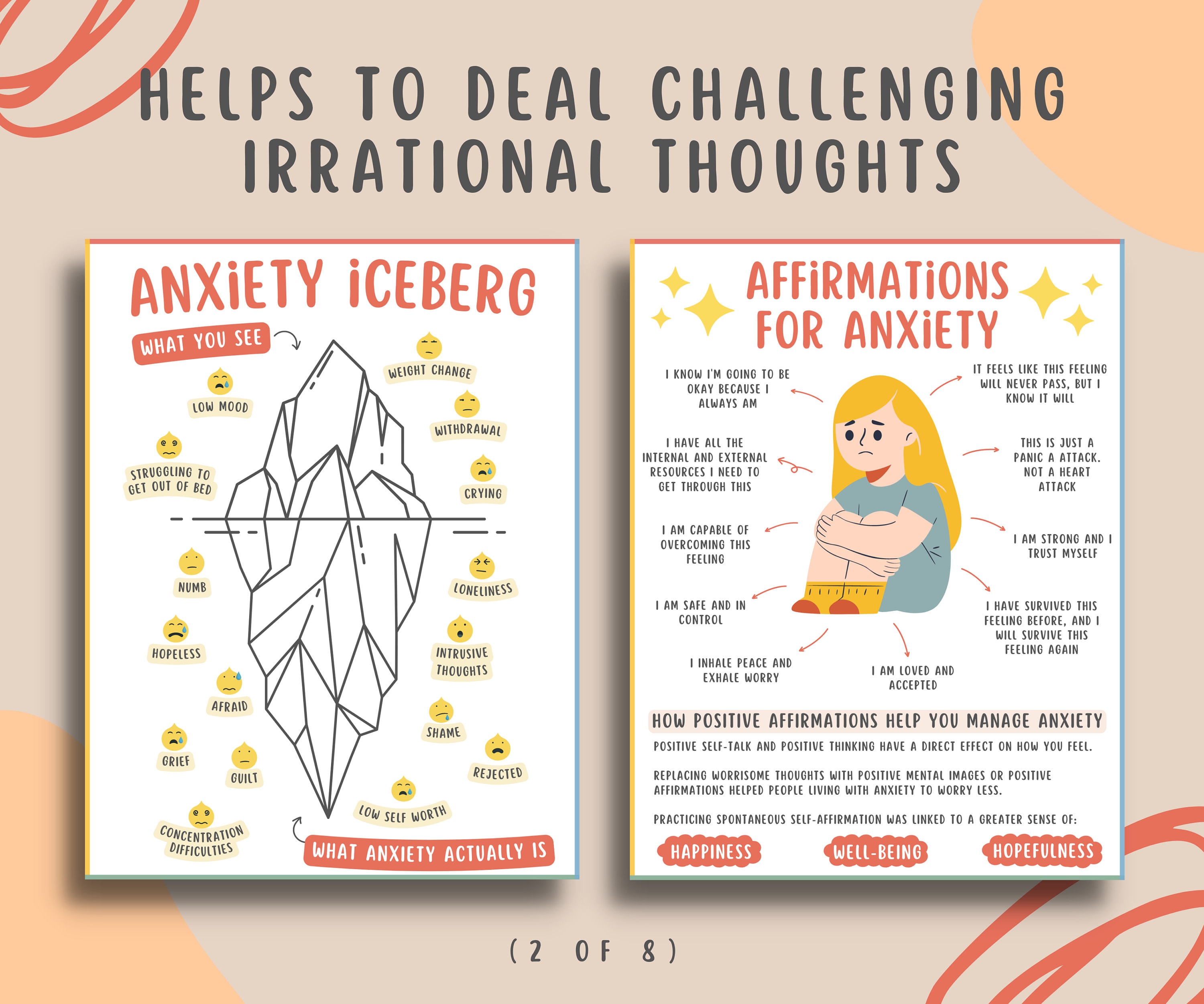 Anxiety Coping Skills Bundle Kids Teens 8 Pages, Mental Health ...