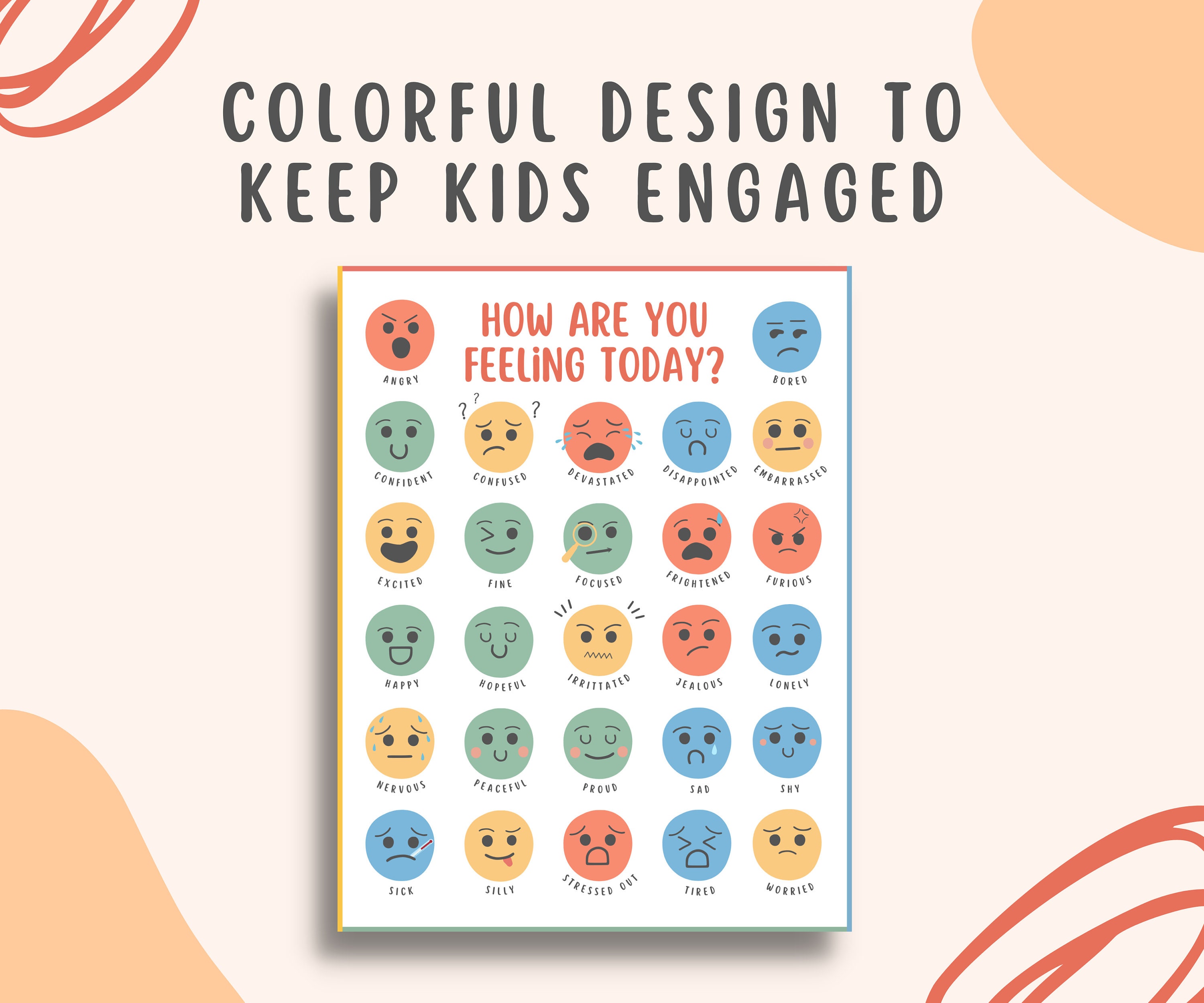 27 Feelings Chart for Kids & Teens How Are You Feeling - Etsy Australia