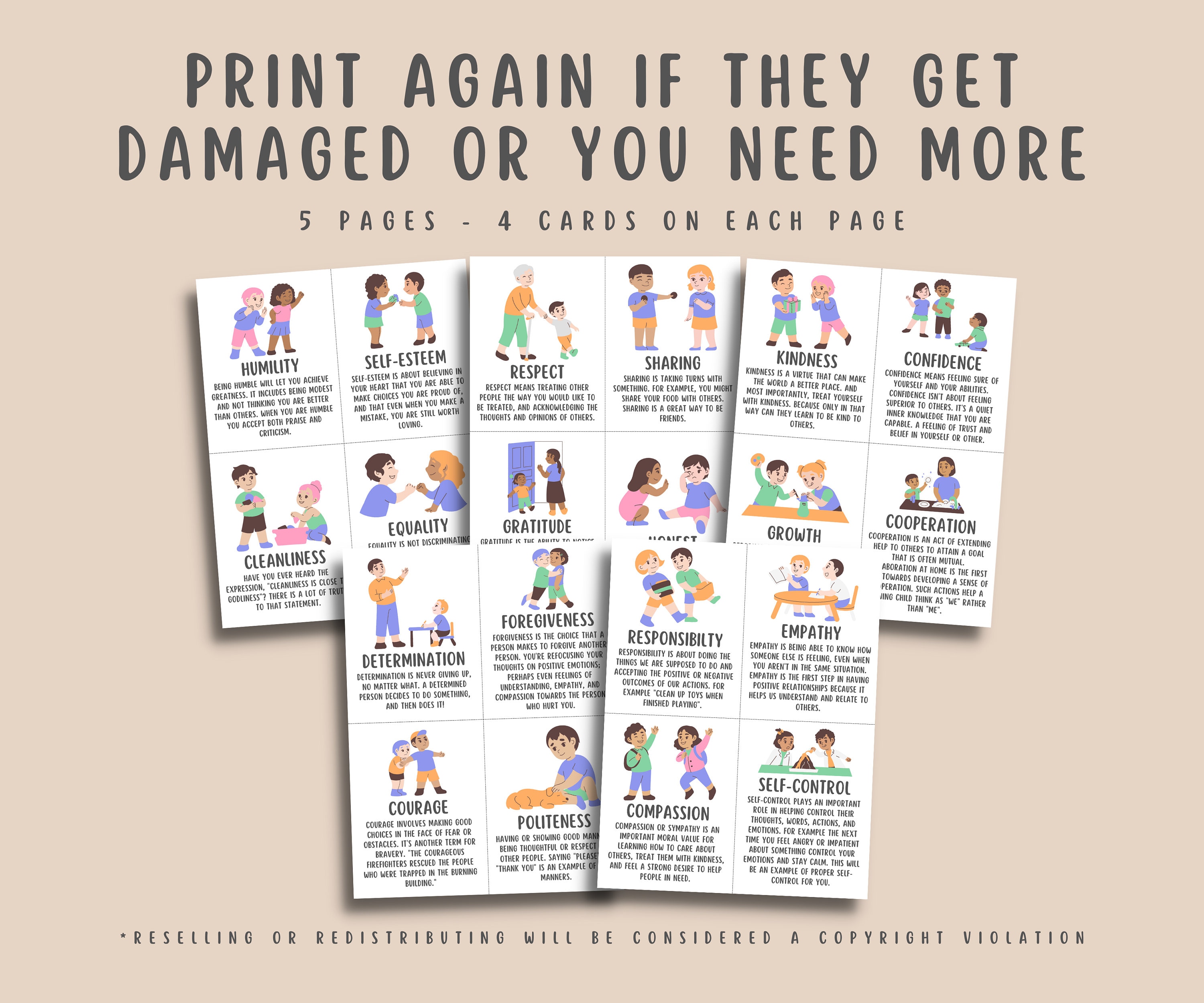 20 Kids Moral Values Flashcards Acceptance Commitment Therapy Resources ...