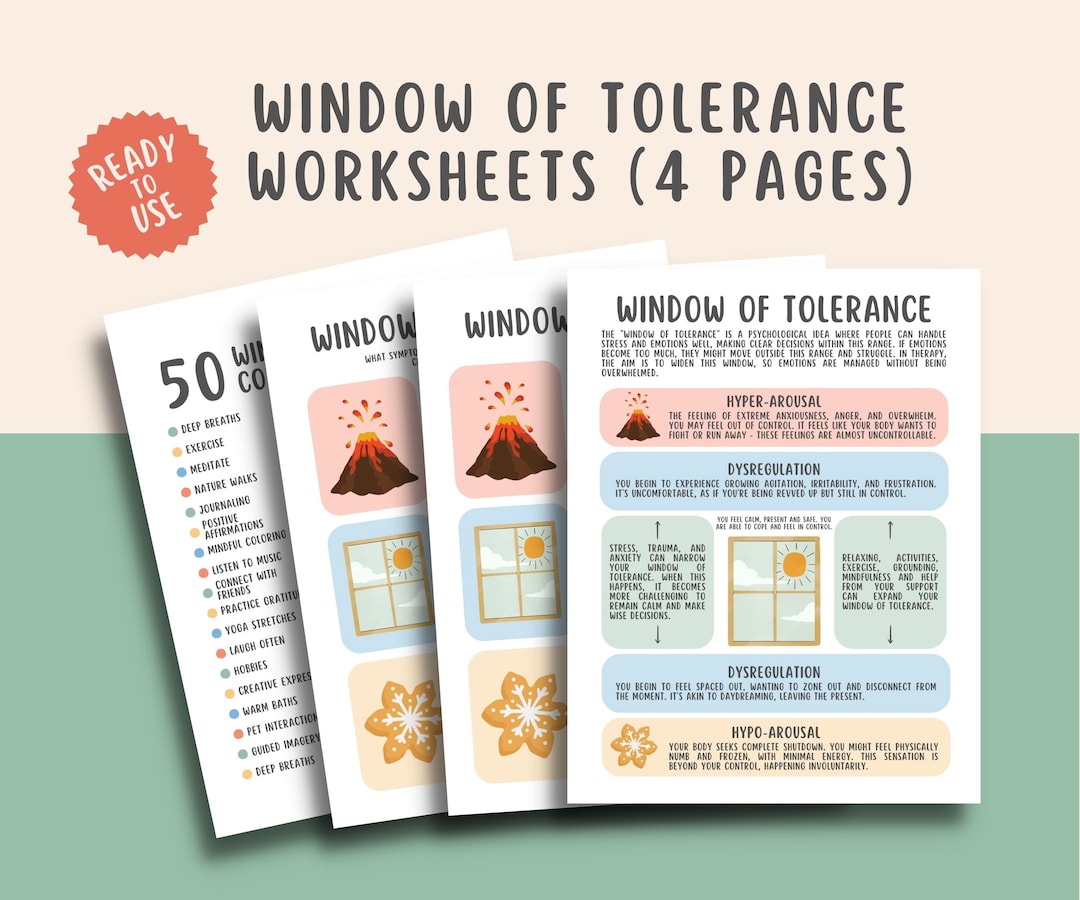 4 DBT Window of Tolerance Worksheets, Dialectical Behavior Therapy, DBT ...