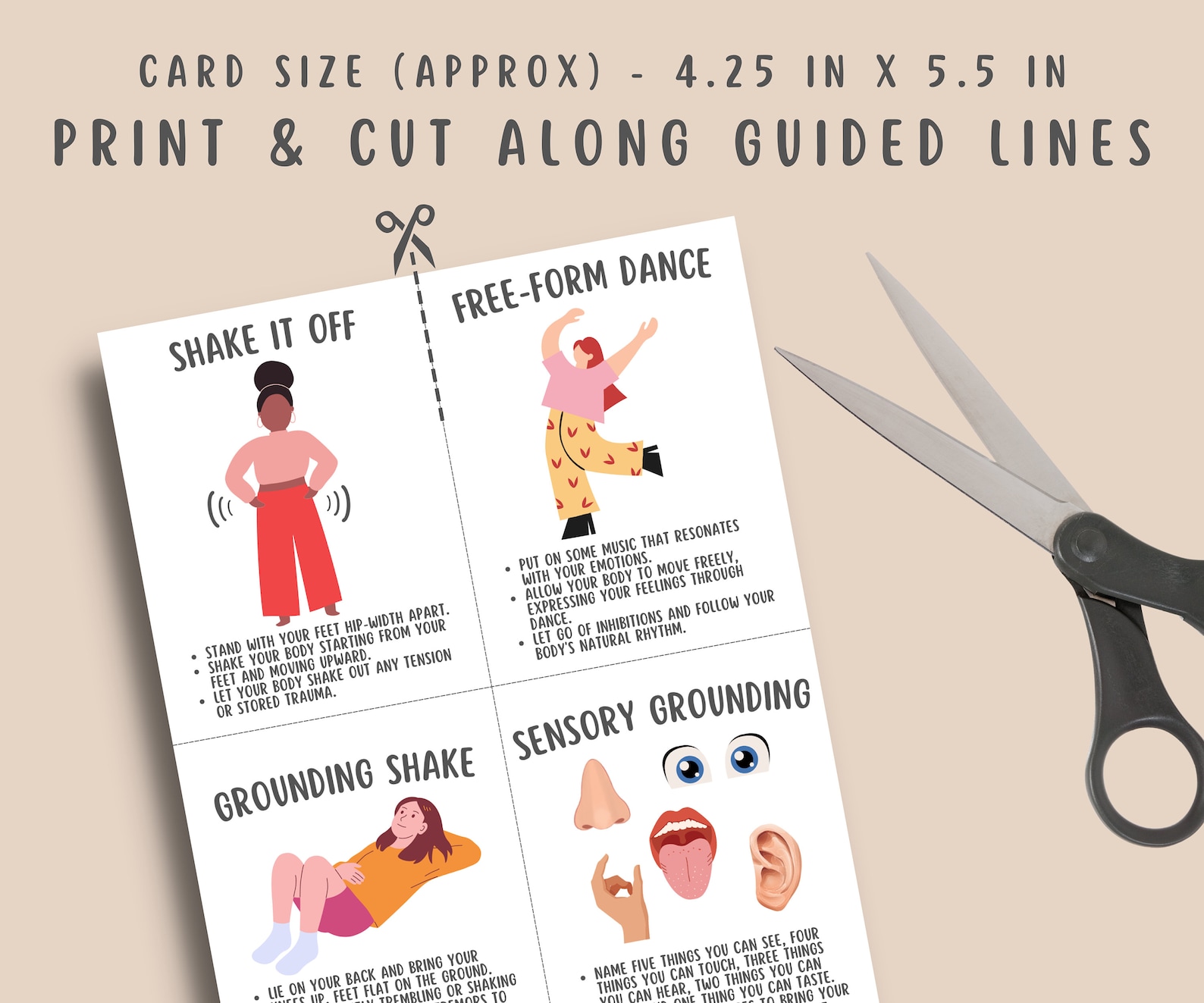 28 Somatic Therapy Coping Skill Cards For Nervous System Regulation