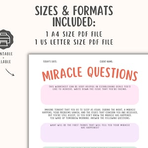 Miracle Questions Worksheet, SFBT Worksheets, Solution Focused Therapy ...