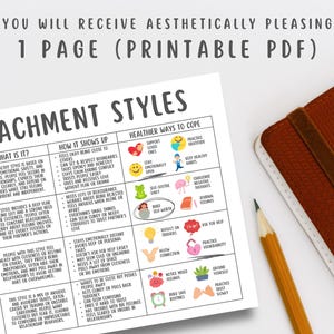 Attachment Styles Handout, Coping Skills PDF, Therapy Worksheets ...