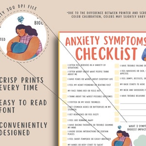 Anxiety Symptoms Checklist Worksheet for Kids Teens Children - Etsy