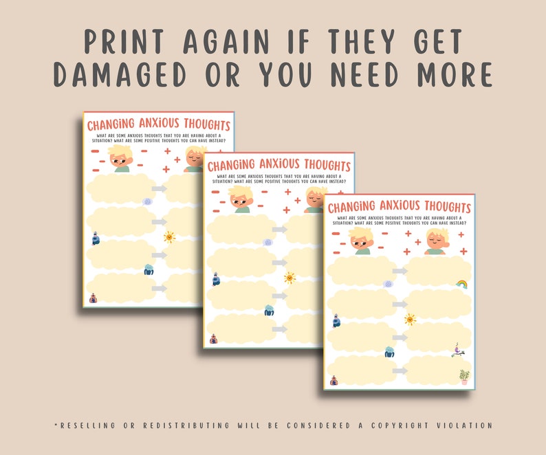 Changing Anxious Thoughts Worksheet for Kids and Teens, Challenging ...