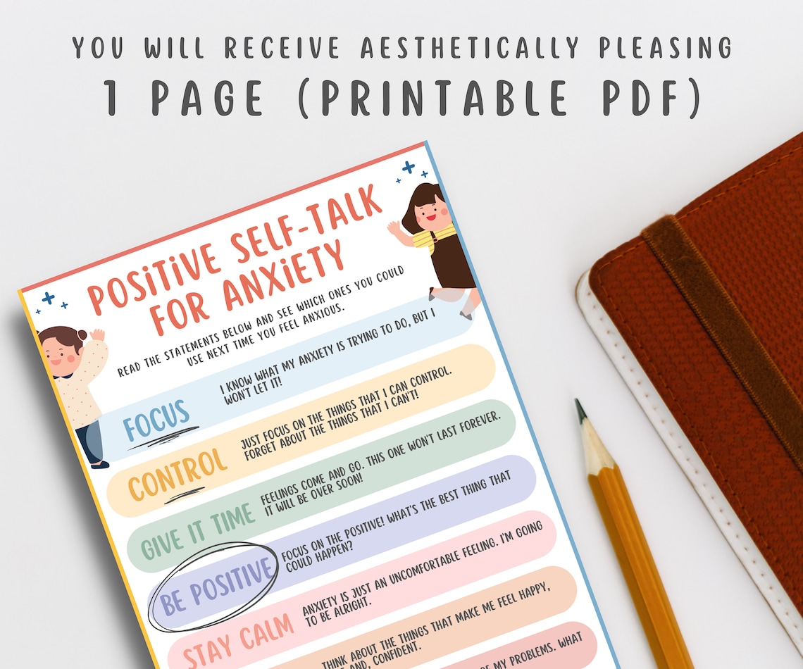 Positive Self-talk Handout for Teens & Kids Anxiety Coping - Etsy