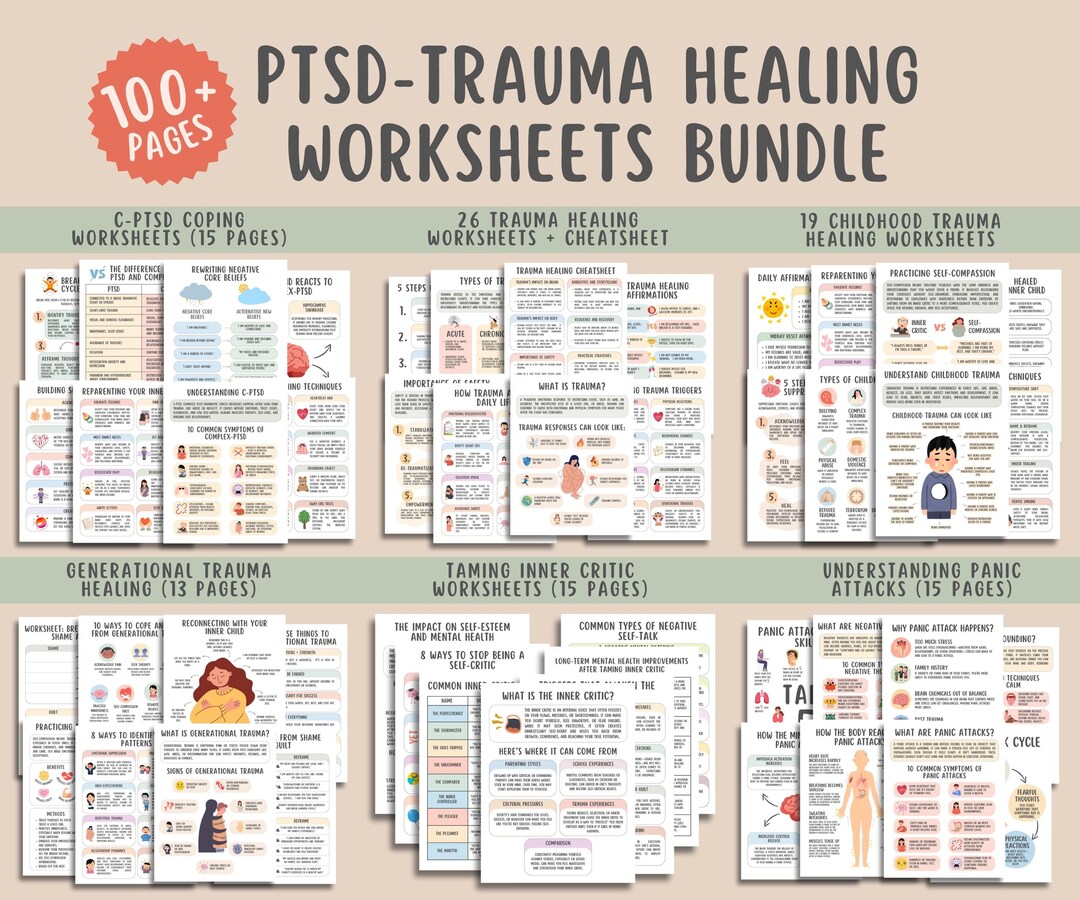 PTSD Trauma Healing Worksheets Bundle (100+ Pages) Childhood Trauma ...