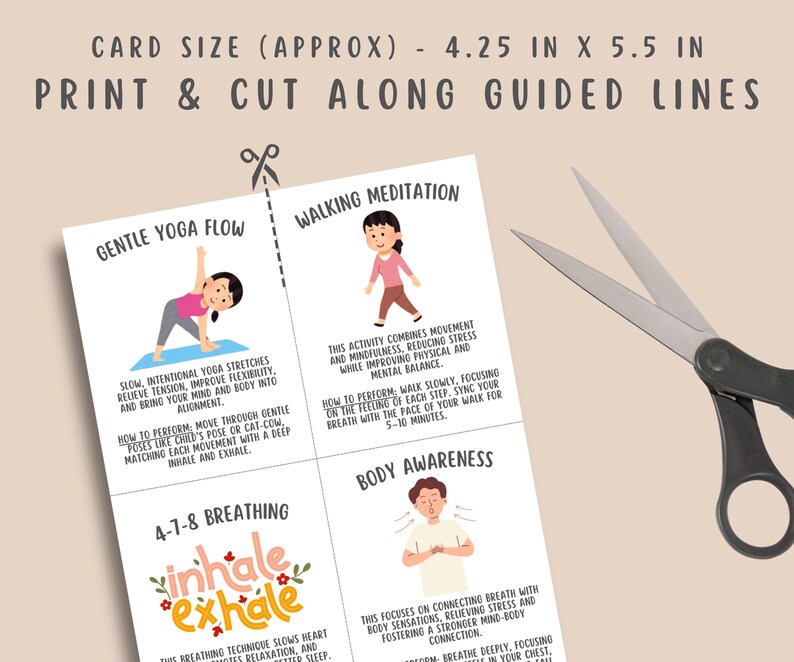 68 Mindfulness Activity Cards, Mindful Breathing Exercises, Calming ...