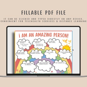 Self-esteem Worksheet Kids Teens, I Am an Amazing Person Self ...