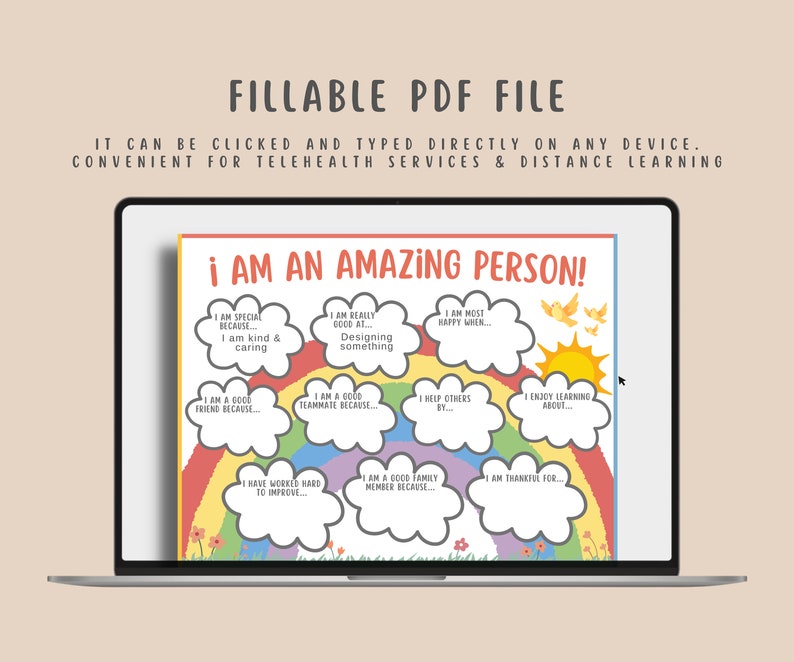 Self-esteem Worksheet Kids Teens, I Am an Amazing Person Self ...