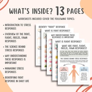 Fight Flight Freeze Fawn Trauma Response Worksheets, PTSD Stress ...
