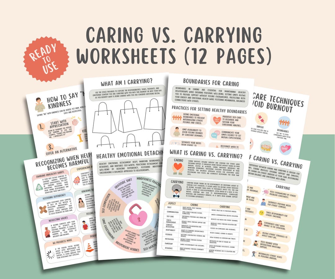 Caring Vs. Carrying Worksheets, Setting Relationship Boundaries ...