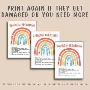 Rainbow Breathing Calm Down Poster Kids Teens Mindfulness Coping Skills ...