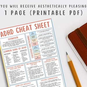 ADHD Cheat Sheet, Attention Deficit Hyperactivity Disorder Resources ...