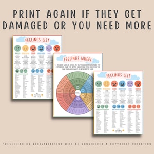 Feelings Wheel + Feelings List Handout for Teens Kids (2 Pages ...