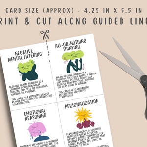 57 Cognitive Distortion Cards, DBT Coping Skill Cards, Unhelpful Ways ...