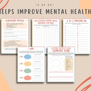 25 Self Esteem Worksheets Printables for Kids Teens, Confidence Mental ...