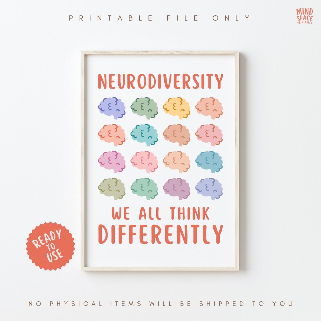 Neurodiversity Poster We All Think Differently Embrace - Etsy
