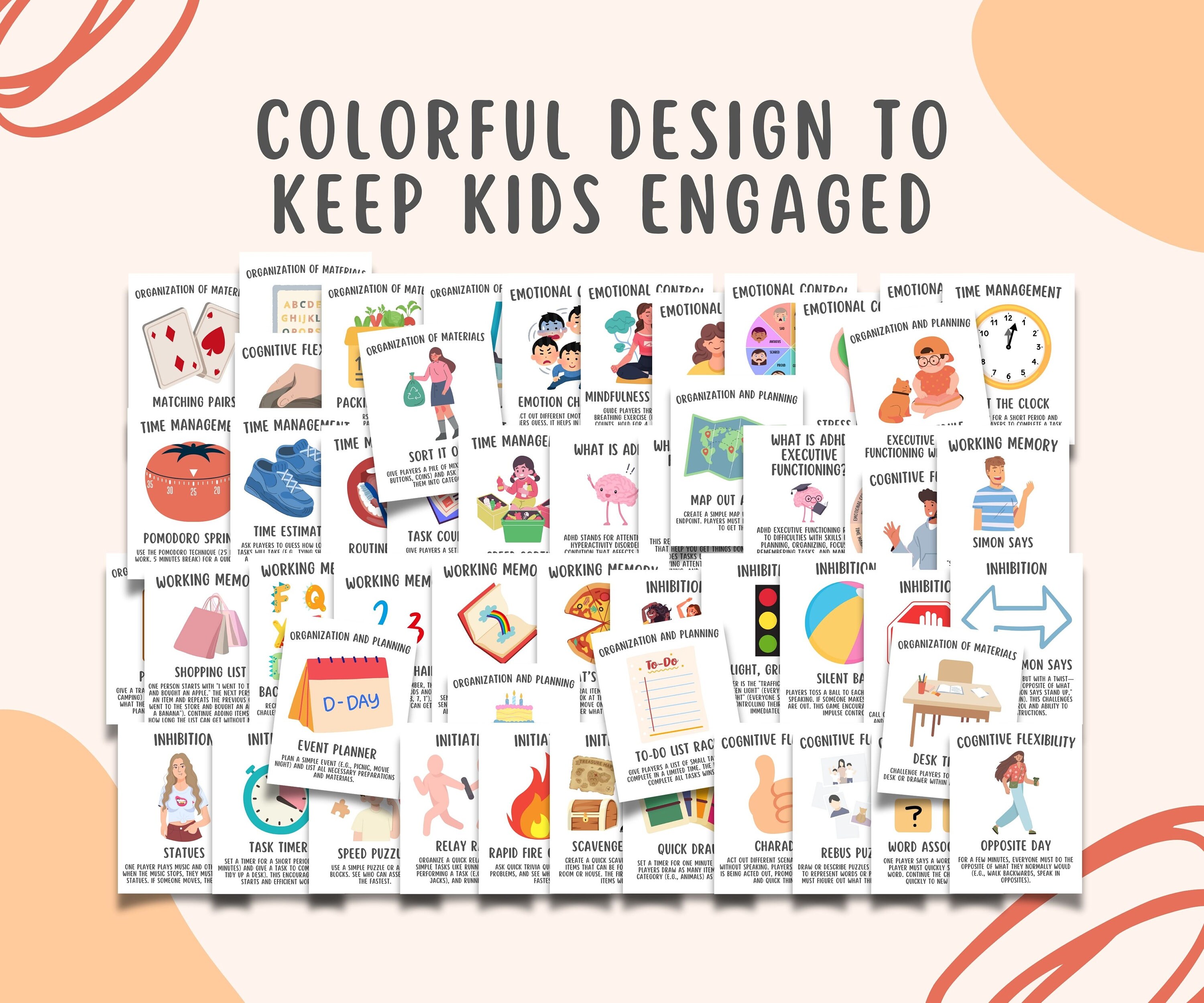 52 ADHD Executive Functioning Activity Flashcards for Teens, Executive ...