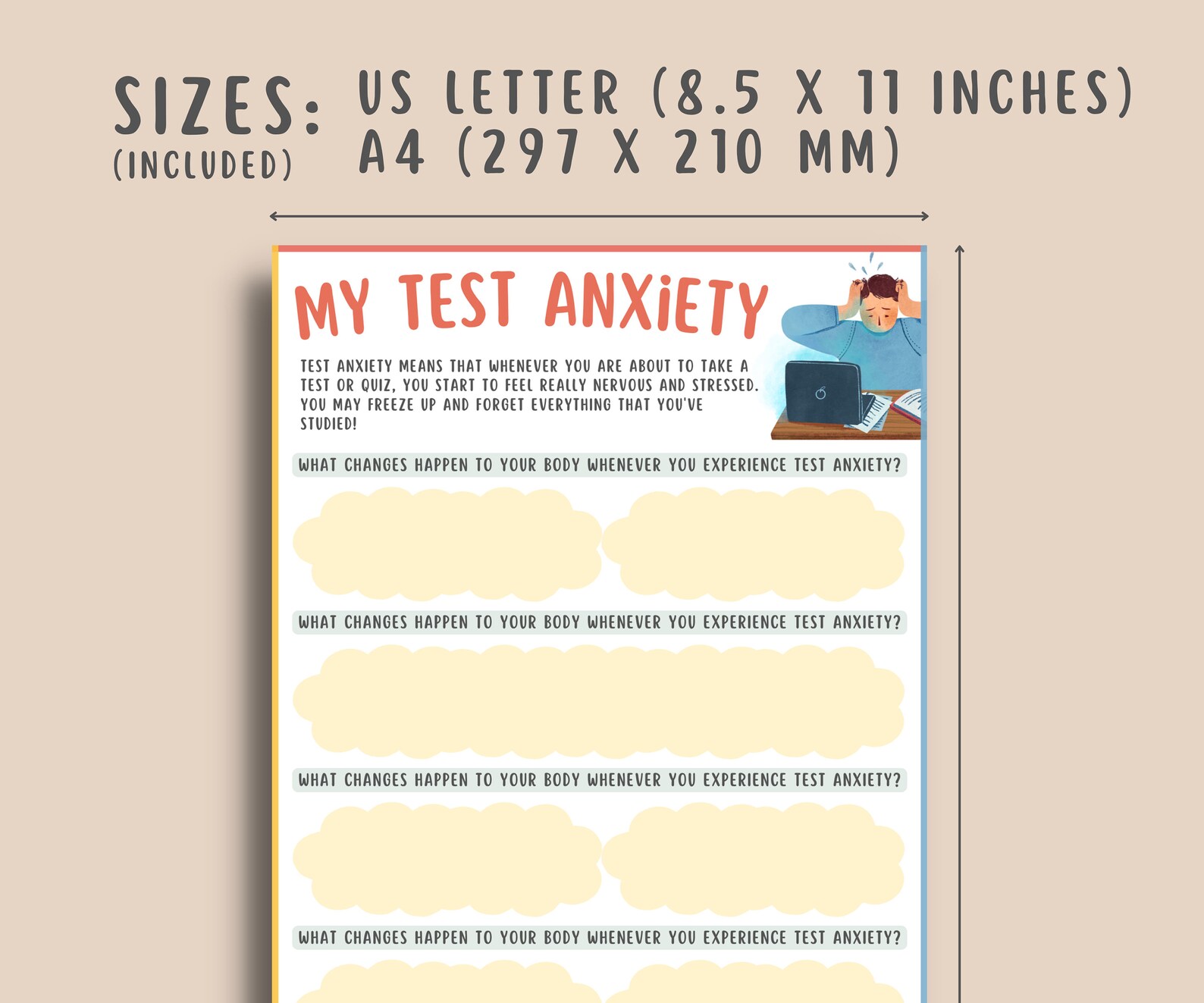 Test Anxiety Worksheet for Kids and Teens, Help Children With Worry ...