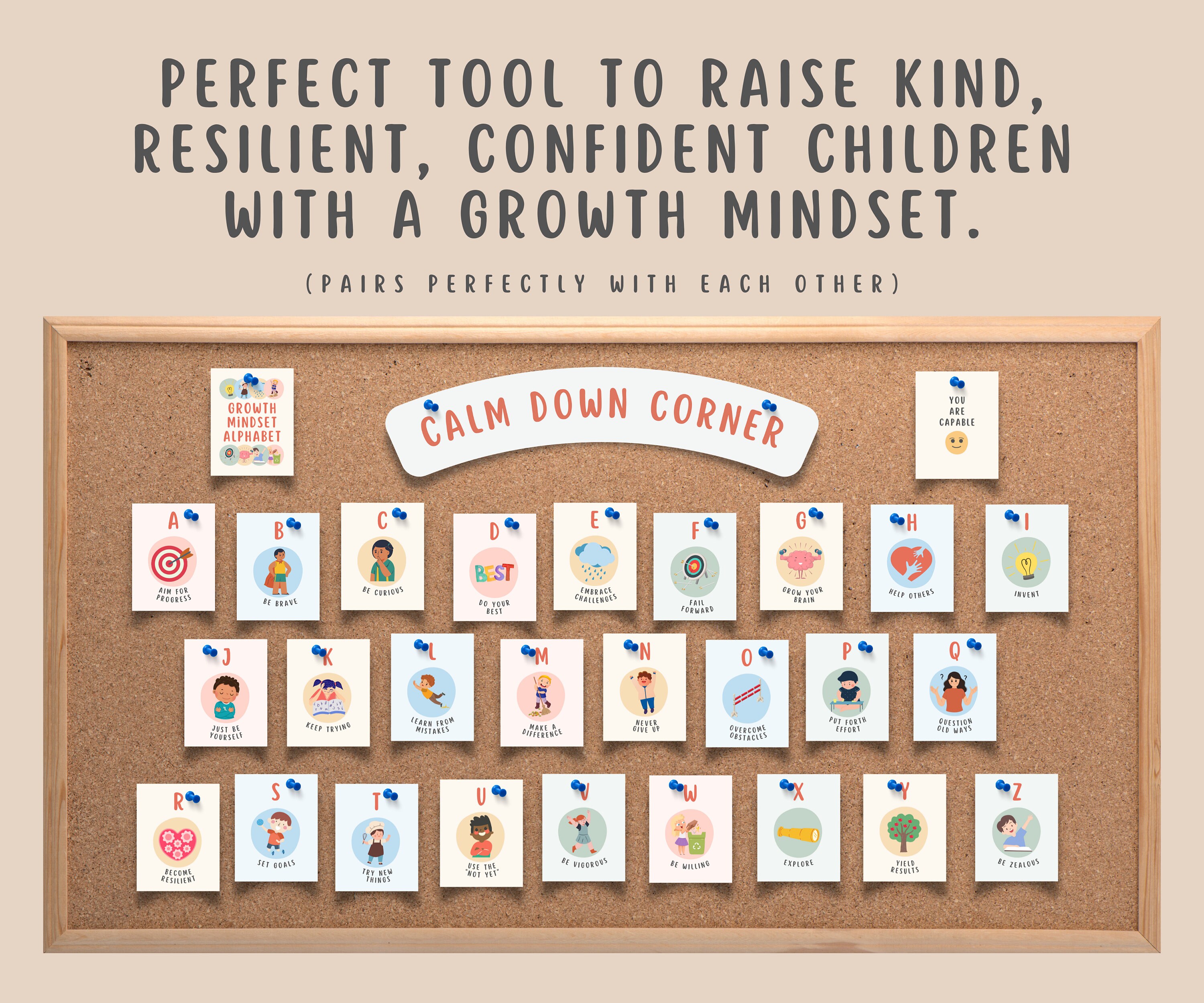 26 Growth Mindset Alphabet Flashcards for Kids Teens Coping - Etsy