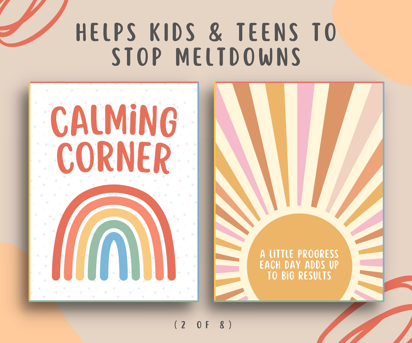 8 Calming Corner Posters for Kids Teens, Calm Down Techniques ...