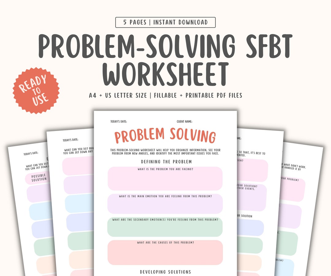 Problem Solving Worksheet, SFBT Worksheets, Solution Focused Brief ...
