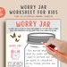Worry Jar Worksheet for Kids Children - Therapy Counseling Treatment ...