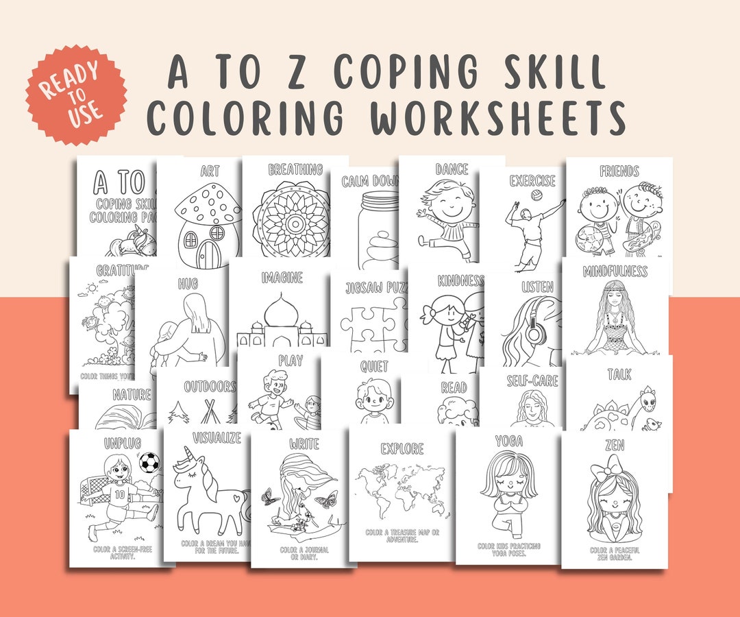 27 Alphabet Coping Skills Coloring Worksheets Grounding Techniques ...