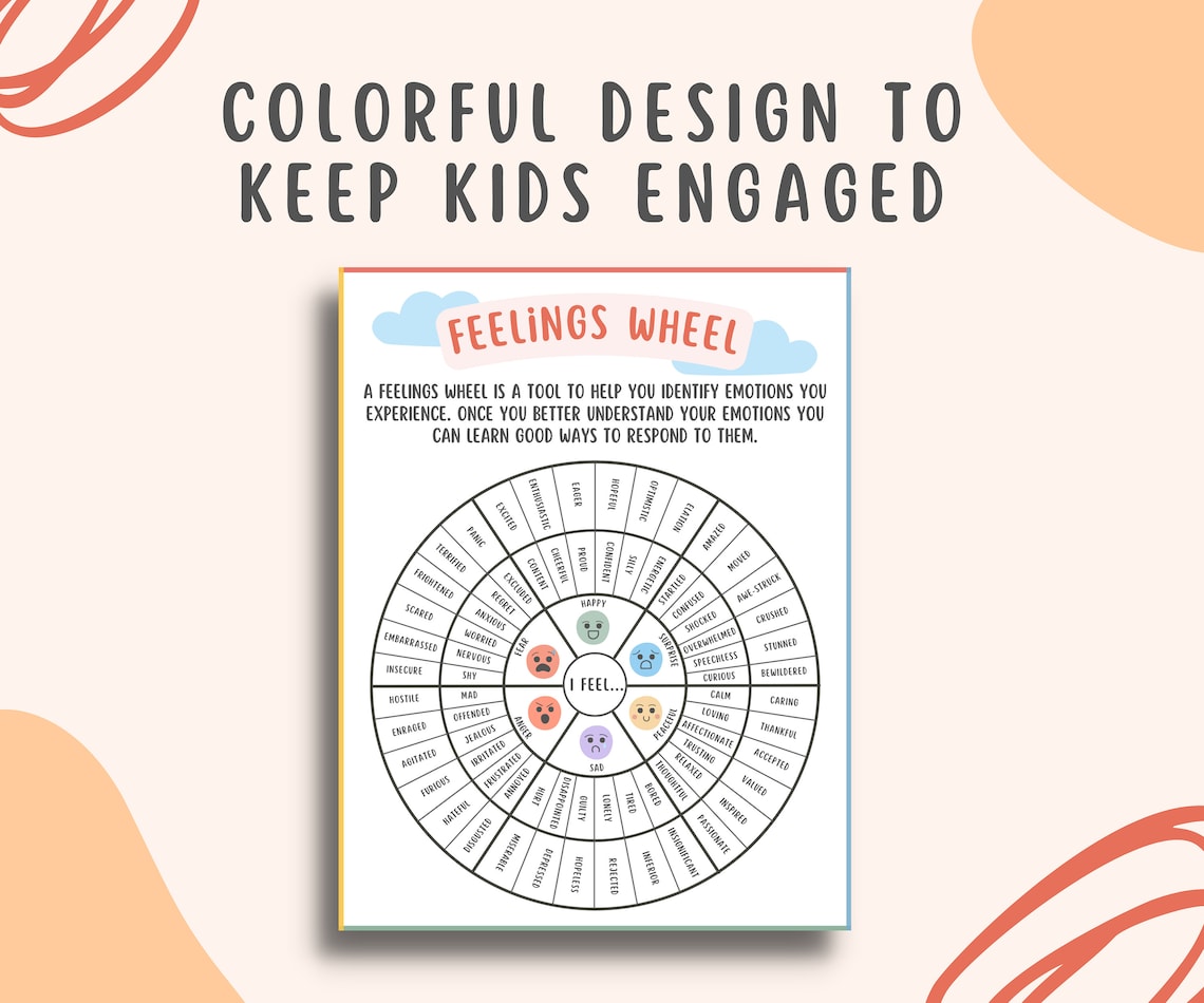 Coloring Feelings Wheel Printable for Kids & Teens Emotions - Etsy